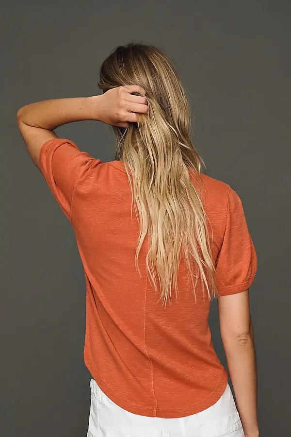 PILCRO Cotton Puff-sleeve Tee - Red Clay