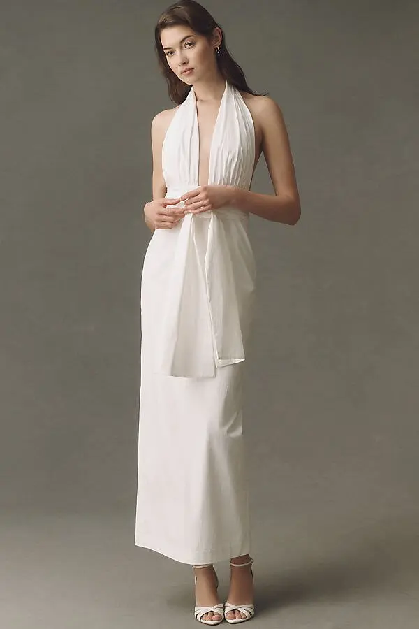 Shona Joy Campbell Halter Maxi Dress - Ivory