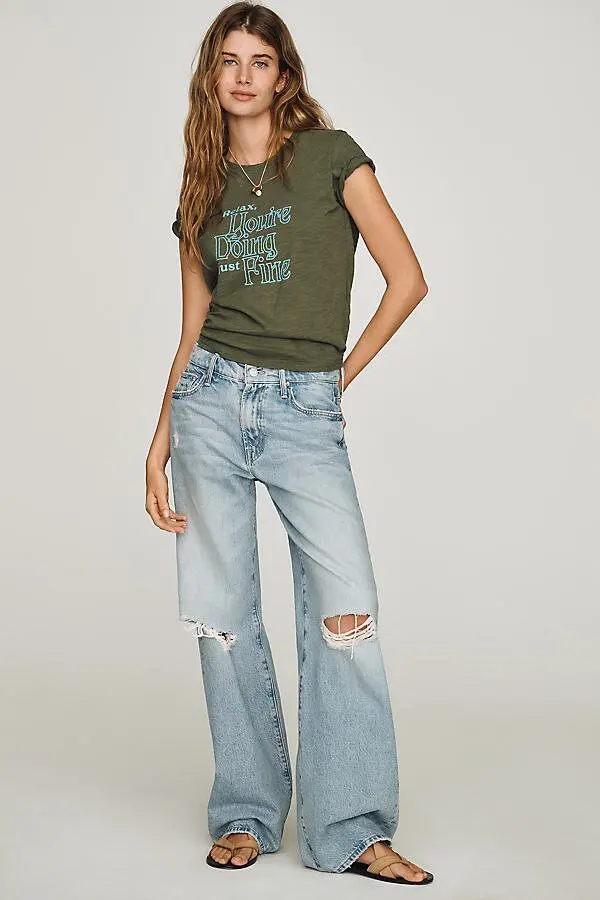 PILCRO Bennie Cotton Slim Crew Neck Tee