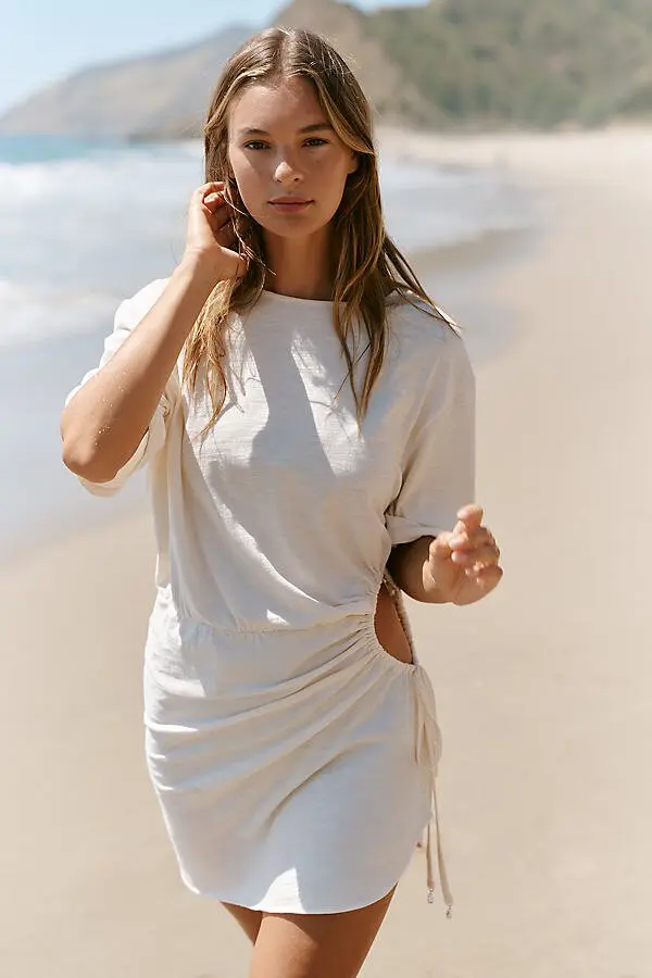 Sanctuary Shirred Cutout Mi Dress - Ivory