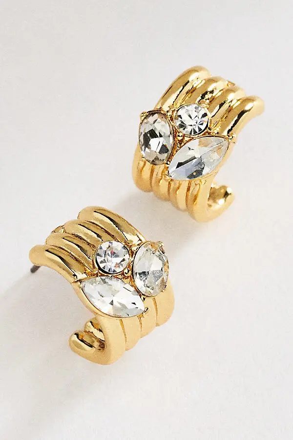 Anthropologie Textured Huggie Earrgs - Gold