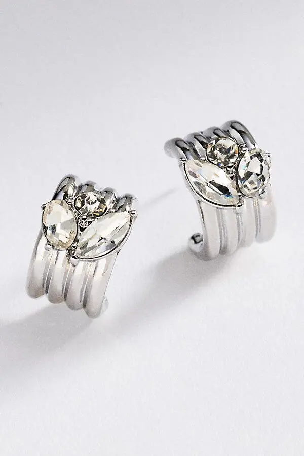 Anthropologie Textured Huggie Earrgs - Silver