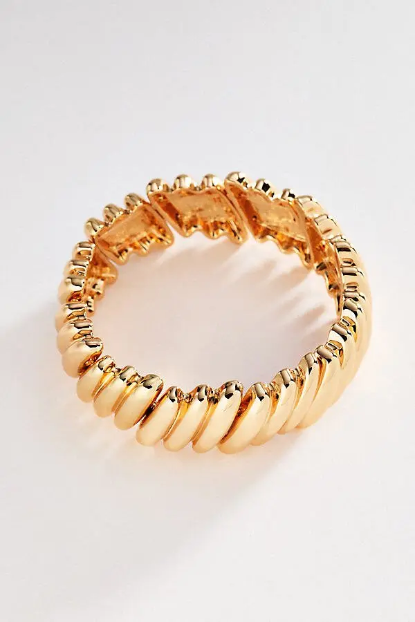 Anthropologie Textured Metal Stretch Bracelet - Gold