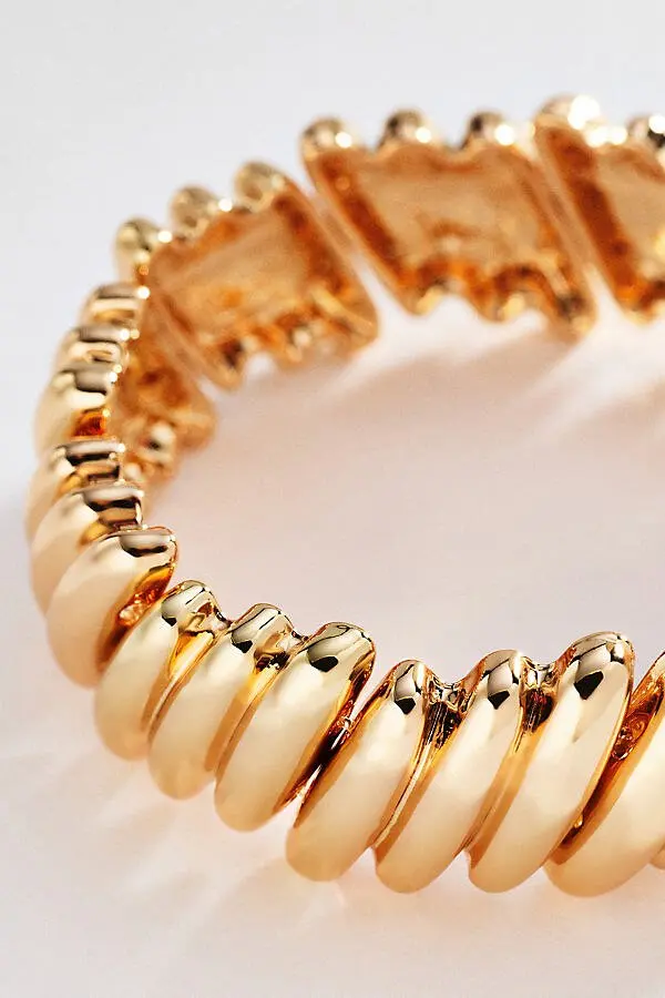 Anthropologie Textured Metal Stretch Bracelet - Gold