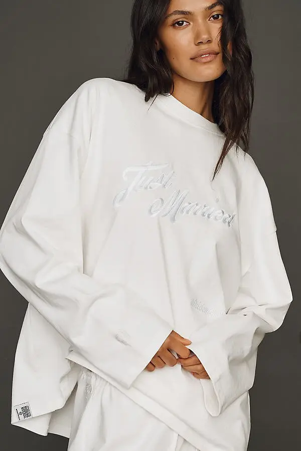 BRIDEMERCH Just Married Cotton Long-sleeve Top