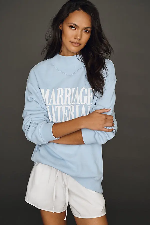 BRIDEMERCH Marriage Material Cotton Sweatshirt - Blue