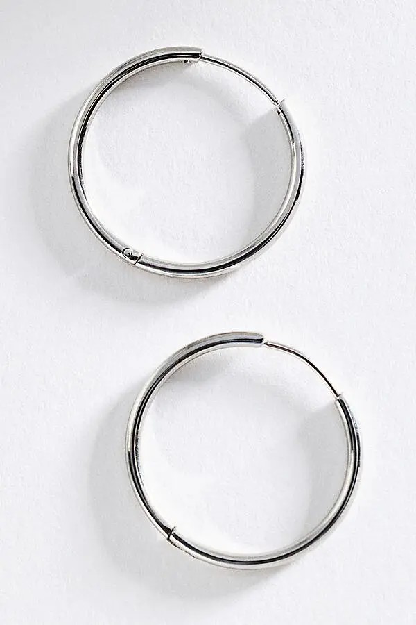 Anthropologie Classic Hoop Earrings - Silver