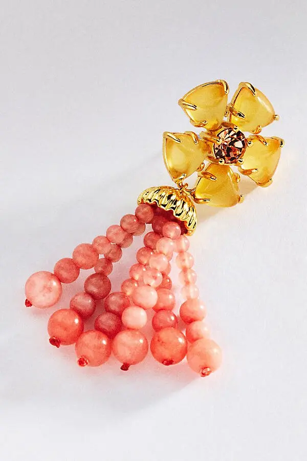 Loren Hope Talia Tassel Drop Earrgs - Coral