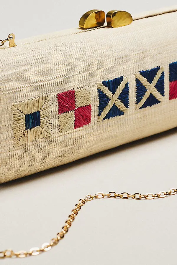 Poolside Boat Flag Embroidered Clutch