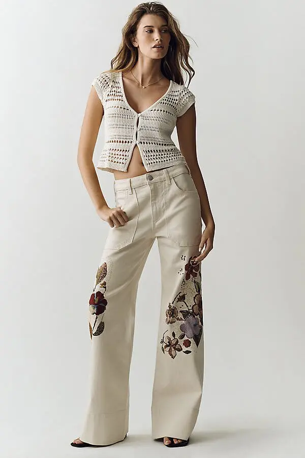 PILCRO Rylan High-rise Relaxed Flared Jeans - Pristine