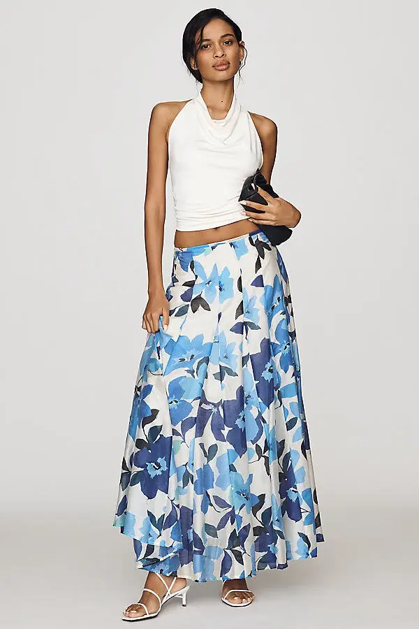 Astr The Label Kaley Skirt - Blue Floral