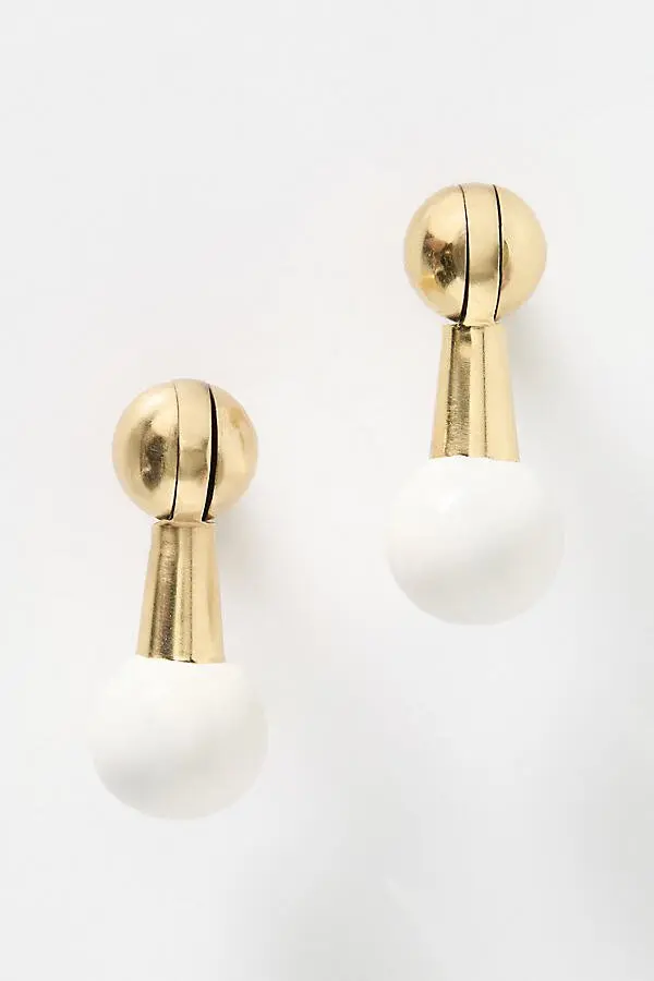 Anthropologie Ata Brass Dangle Knob, Set Of 2 - White