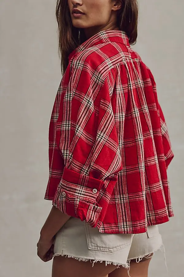 Free People We The Free Mira Plaid Top