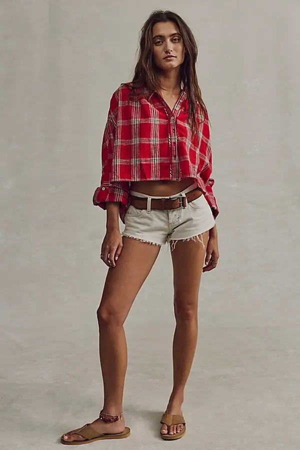 Free People We The Free Mira Plaid Top