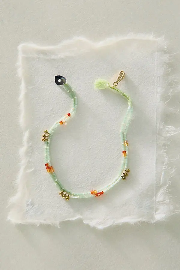 Free People Muse Beaded Anklet - Papaya