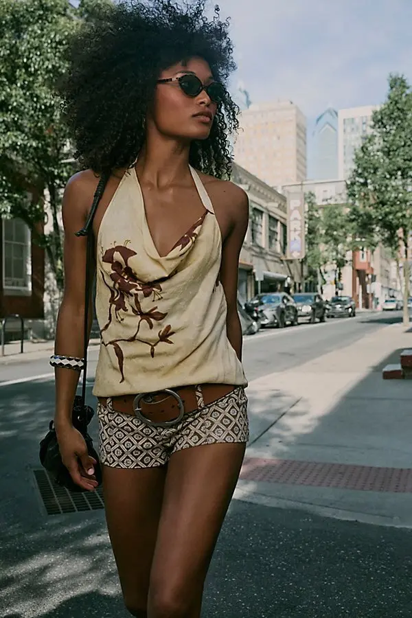 Free People Amalina Printed Halter Top - Ivory Combo