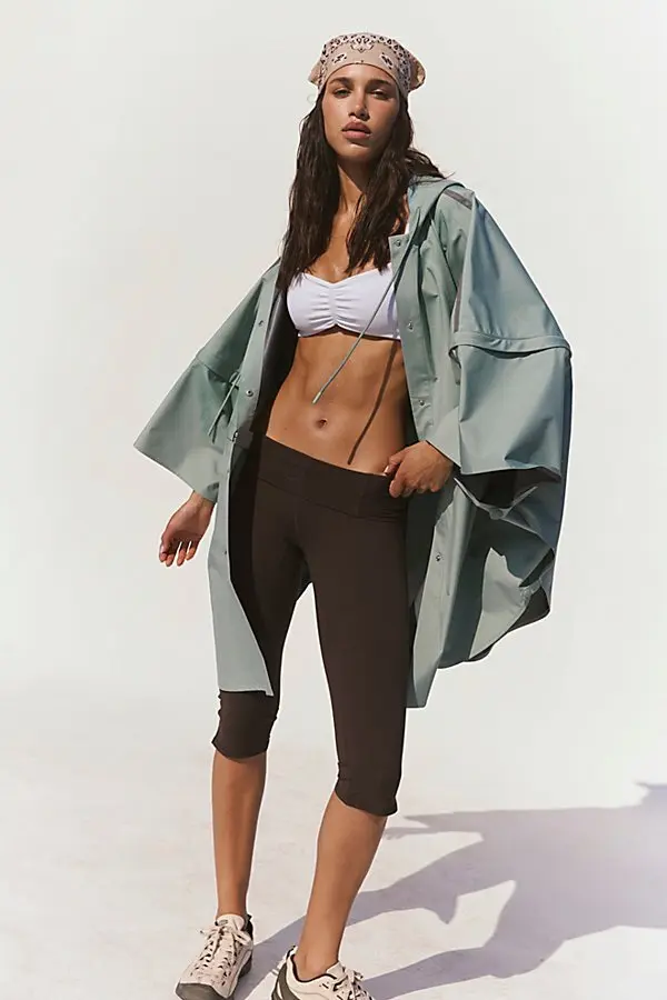 Free People Two-in-one Convertible Rain Poncho - Sage