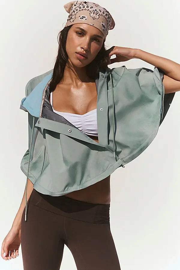 Free People Two-in-one Convertible Rain Poncho - Sage