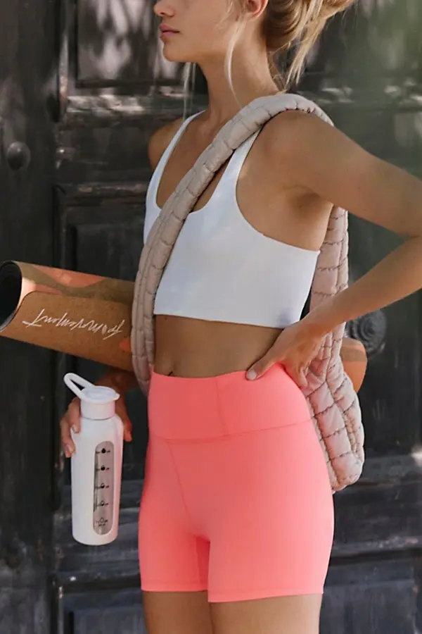 Free People High-rise Biker Shorts - Neon Coral