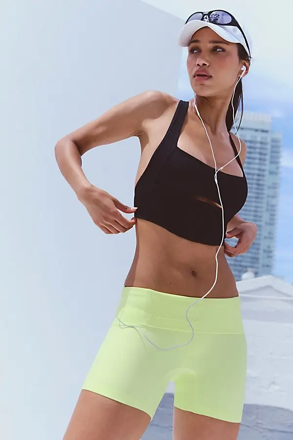 Free People Never Better High-rise 5" Biker Shorts - Sour Citrus