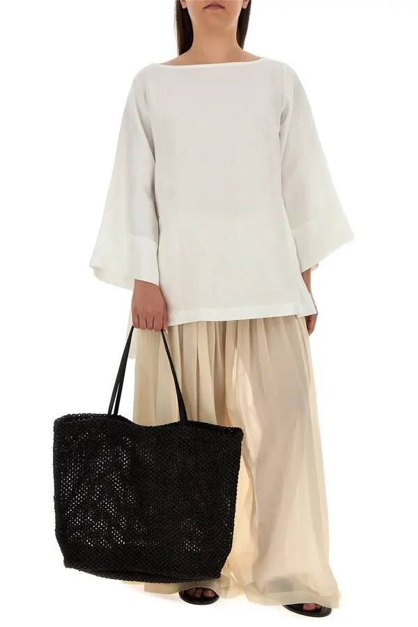 THE ROW Cream Cotton Berenice Wide-leg Pant