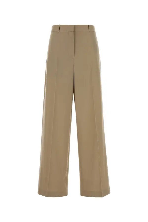 THE ROW Cappuccino Wool Wide-leg Dende Pant