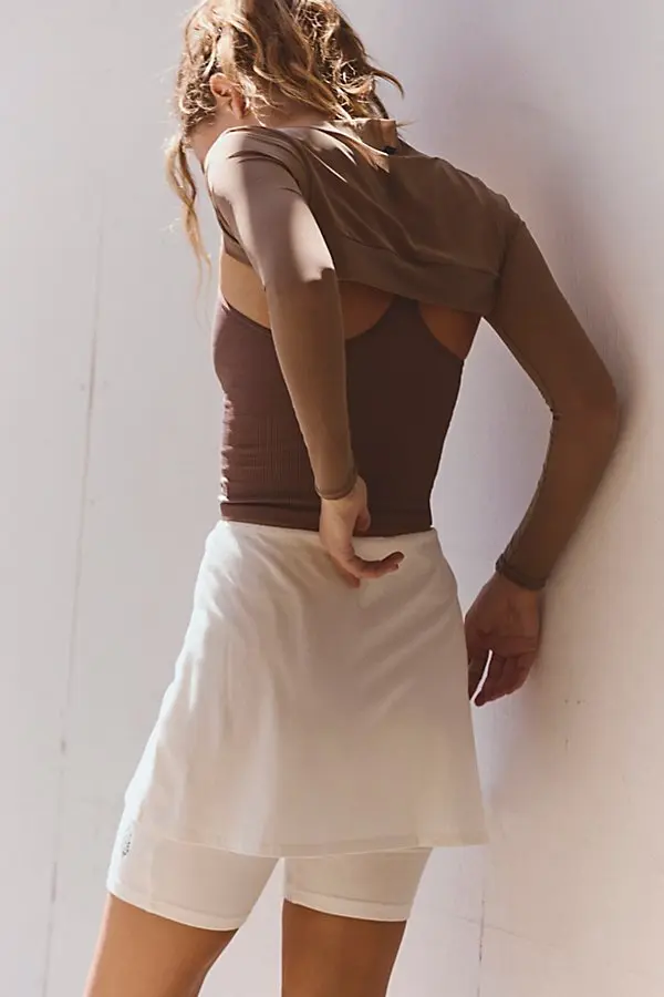 Free People My Tie Skirted Biker Shorts - Ivory