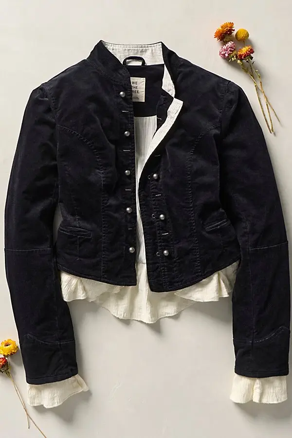 Free People Cloud Nine Ruffle Cadet Jacket