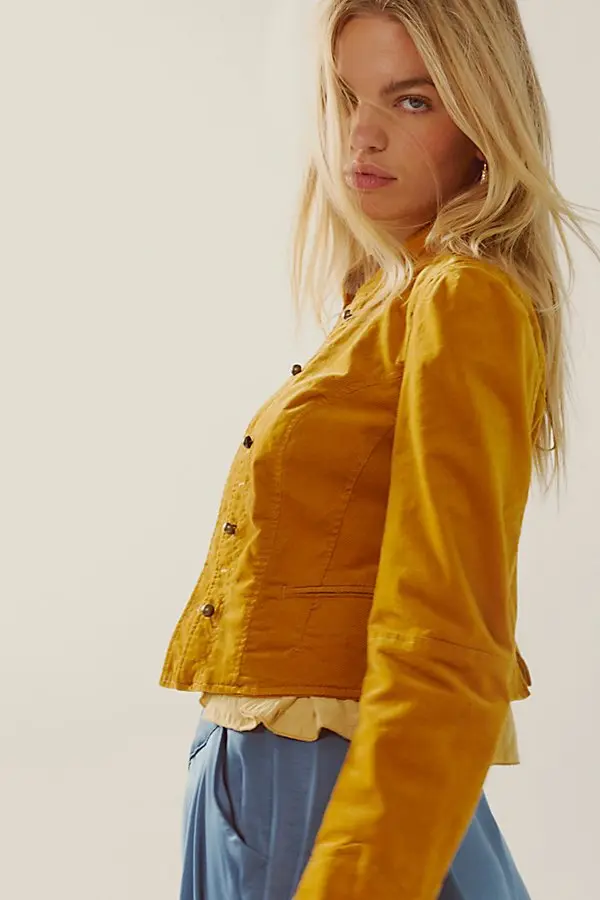 Free People Cloud Nine Ruffle Jacket - Bronze
