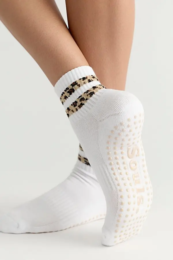 SOULS. Souls Cheetah Pilates Grip Socks - White