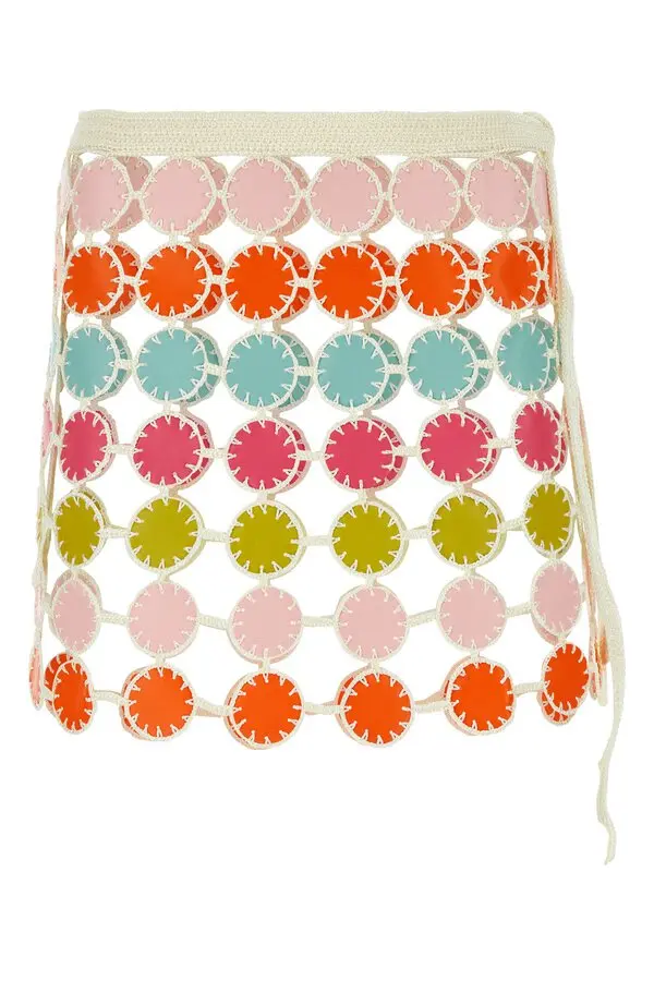 My Beachy Side Multicolor Crochet Mini Skirt - White
