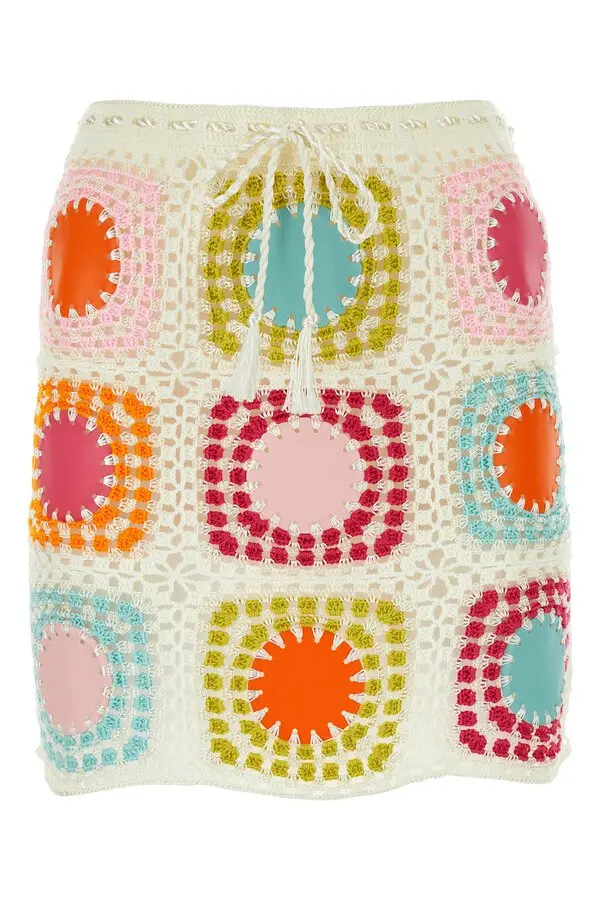 My Beachy Side Multicolor Crochet Mini Skirt - White
