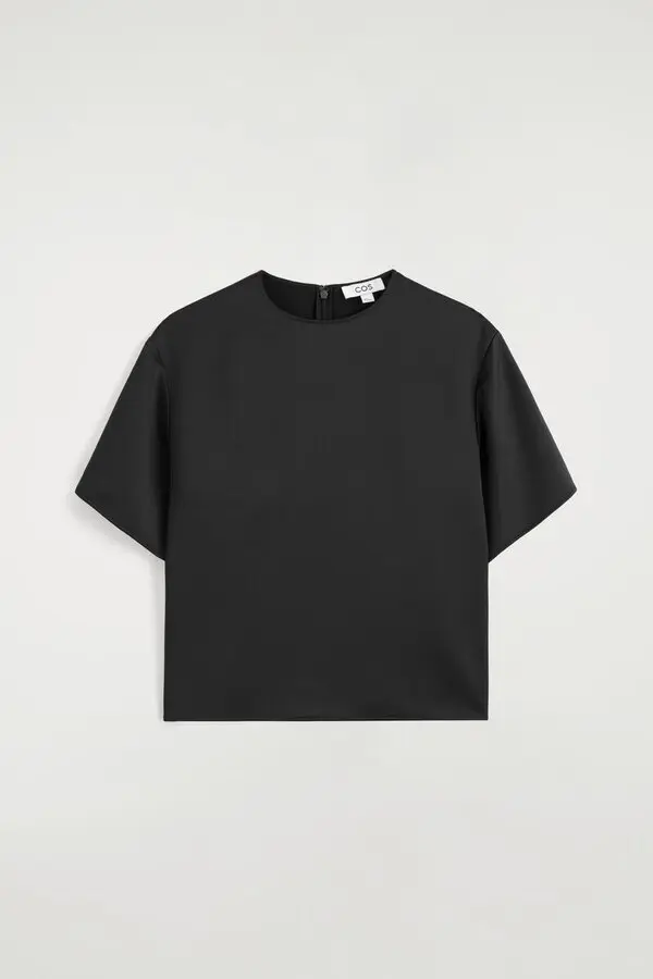 Cos Oversized Satin T-shirt - Black