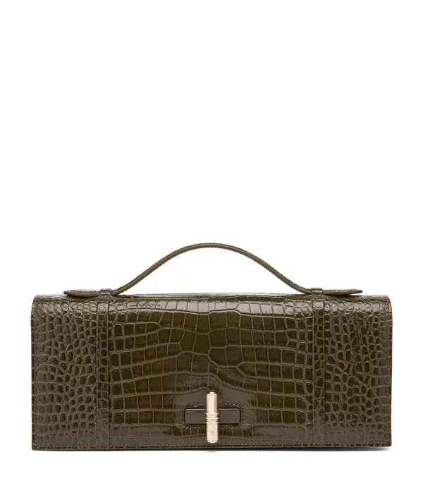 MALONE SOULIERS Leather Croc-embossed May Clutch Bag