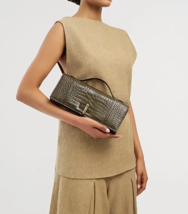 MALONE SOULIERS Leather Croc-embossed May Clutch Bag