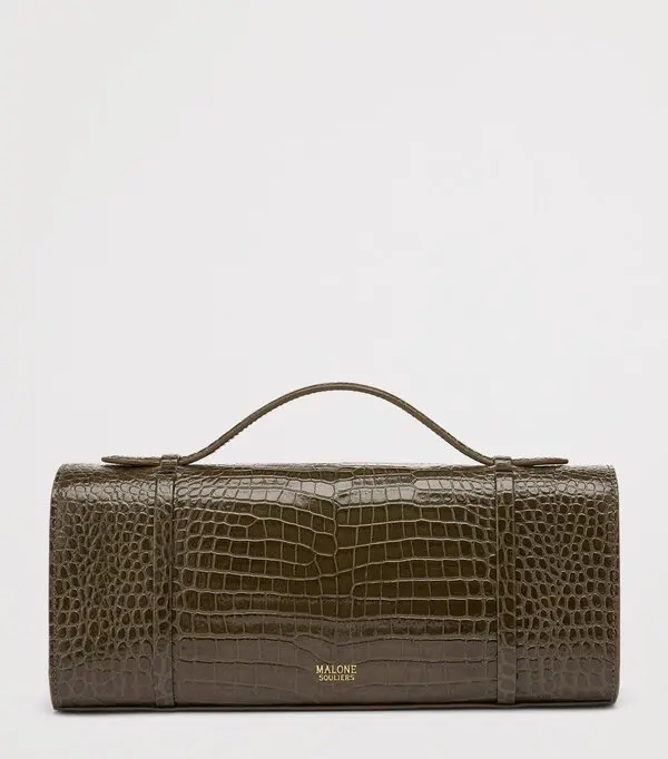 MALONE SOULIERS Leather Croc-embossed May Clutch Bag