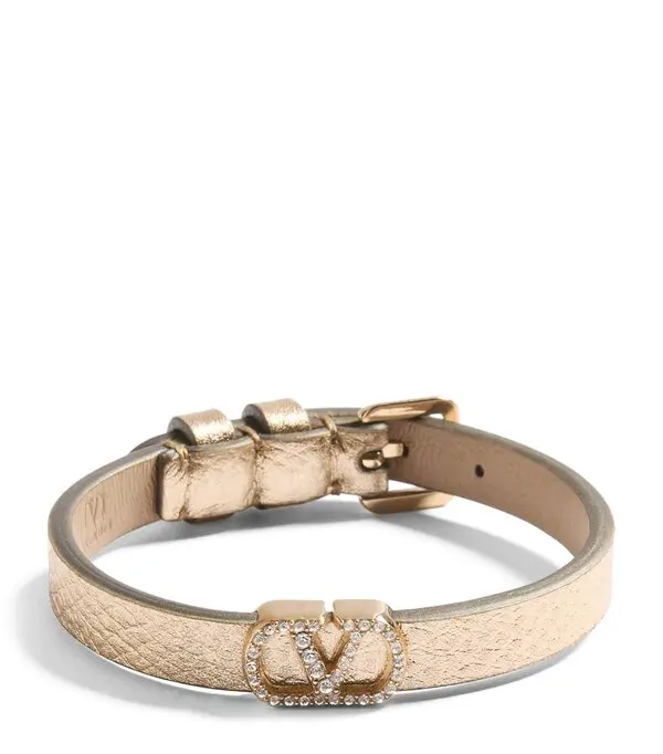 Valentino Garavani Leather Vlogo Signature Bracelet - Pink