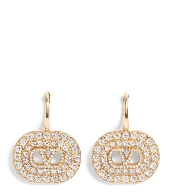 Valentino Garavani Embellished Vlogo Signature Drop Earrings - Gold