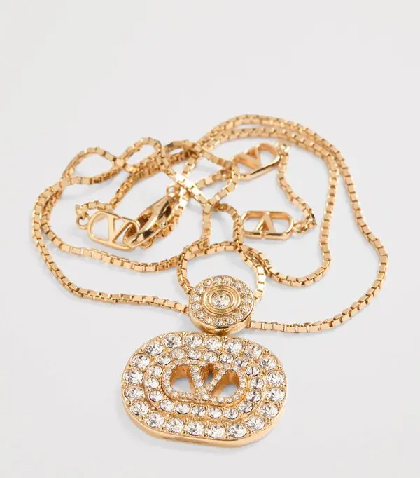 Valentino Garavani Crystal Vlogo Signature Pendant Necklace