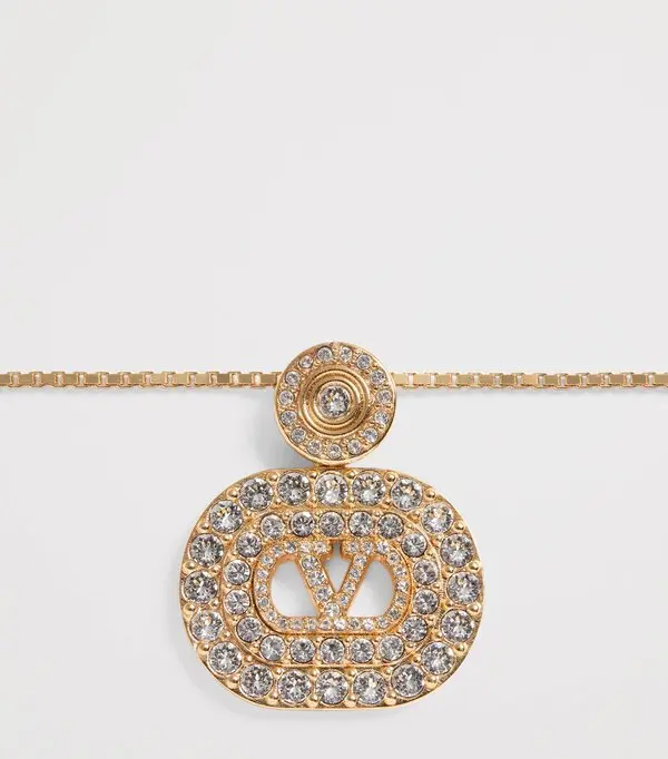 Valentino Garavani Crystal Vlogo Signature Pendant Necklace
