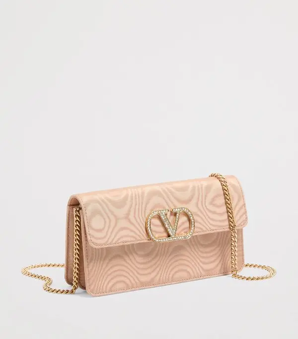 Valentino Garavani Moiré Vlogo Signature Chain Wallet - Pink