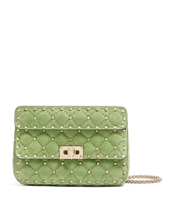 Valentino Garavani Small Suede Rockstud Spike Shoulder Bag