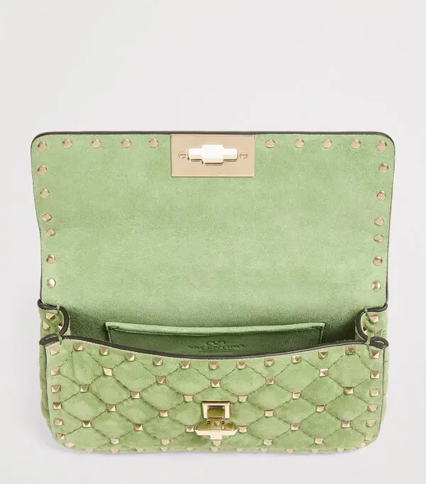 Valentino Garavani Small Suede Rockstud Spike Shoulder Bag