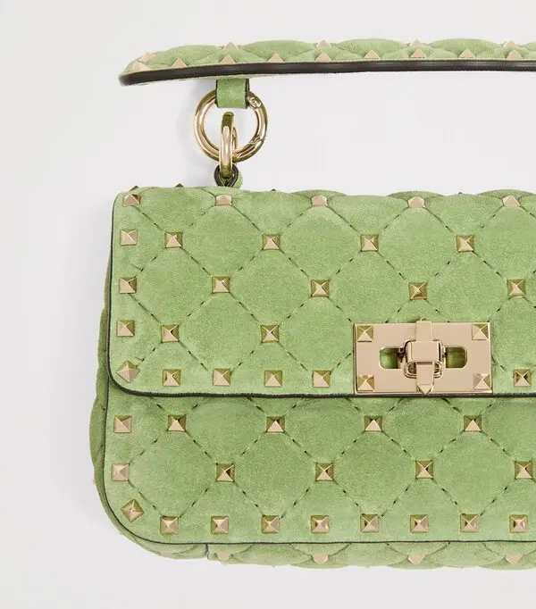 Valentino Garavani Small Suede Rockstud Spike Shoulder Bag
