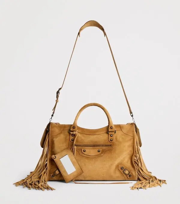 Balenciaga Small Suede Fringe Le City Top-handle Bag