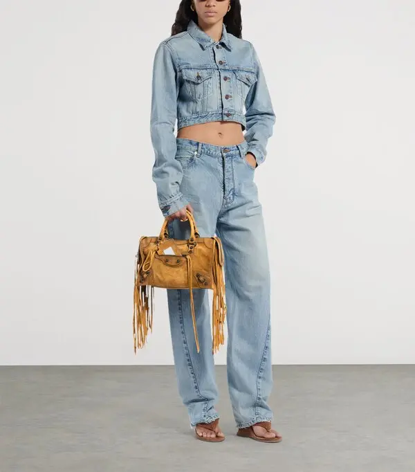 Balenciaga Small Suede Fringe Le City Top-handle Bag