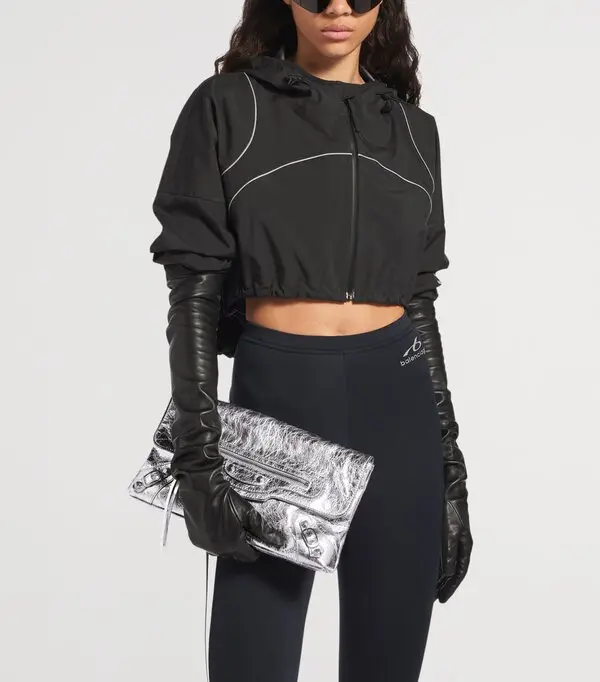 Balenciaga Lambskin Le City Clutch Bag - Silver