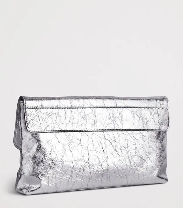 Balenciaga Lambskin Le City Clutch Bag - Silver
