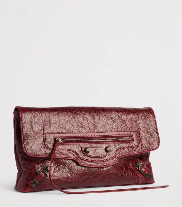 Balenciaga Lambskin Le City Clutch Bag - Burgundy