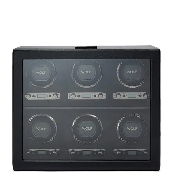 Wolf British Racing 6-piece Watch Winder - Black